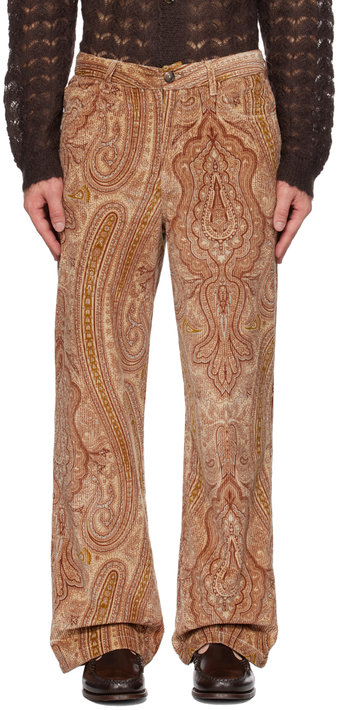 Cmmn Swdn Jackson Corduroy Trousers In Pink Paisley - 47% Off